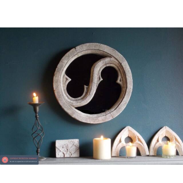 Yin Yang Gothic Rustic Round Stone Mirror by Etsy | uFurnish.com