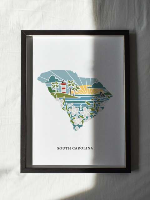 South Carolina Physical Art Print - State Wall 5x7, 8x10, 11x14, 16x20 ...