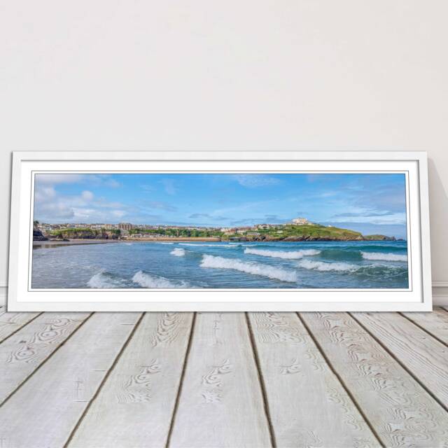 Newquay Bay. Panoramic Framed Picture Print, Cornwall Beach Scene. A ...