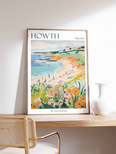 Howth Ireland Travel Poster Coastal Village Art Print by Etsy ...