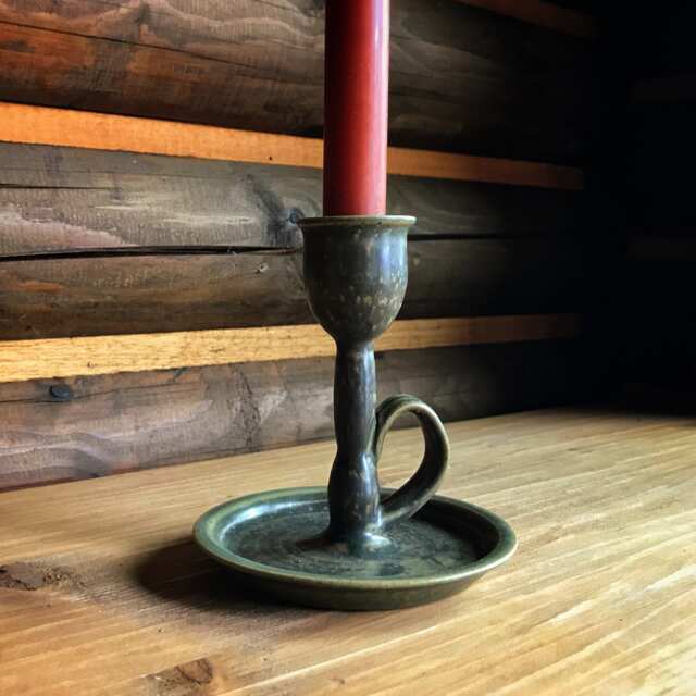 Handmade Candle Holder Moss, Wheel Thrown, Stoneware, Green, High Fire ...