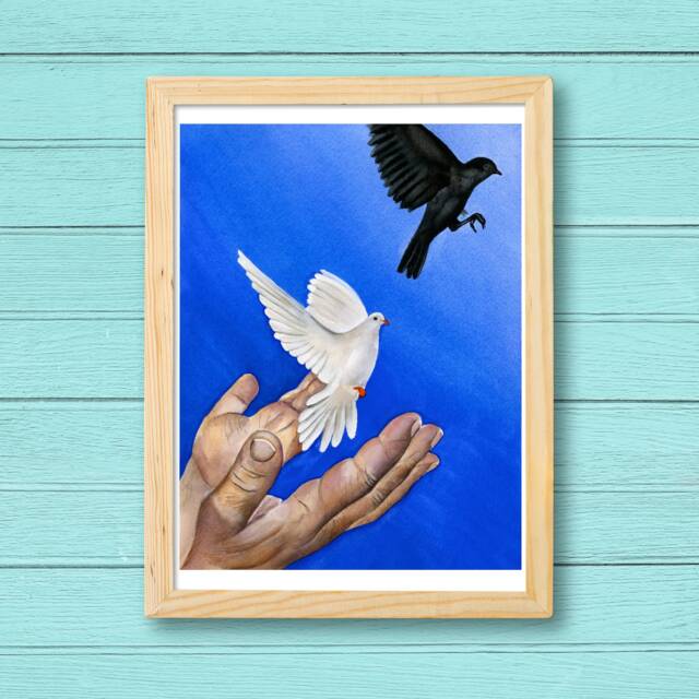 Noah's Ark Dove & Raven Art Print - Christian Scripture Inspired ...