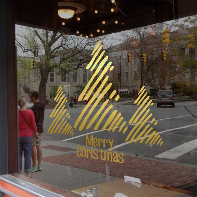 Merry Christmas Window Vinyl Sticker, Tree Decal, Shop Sign, Display ...