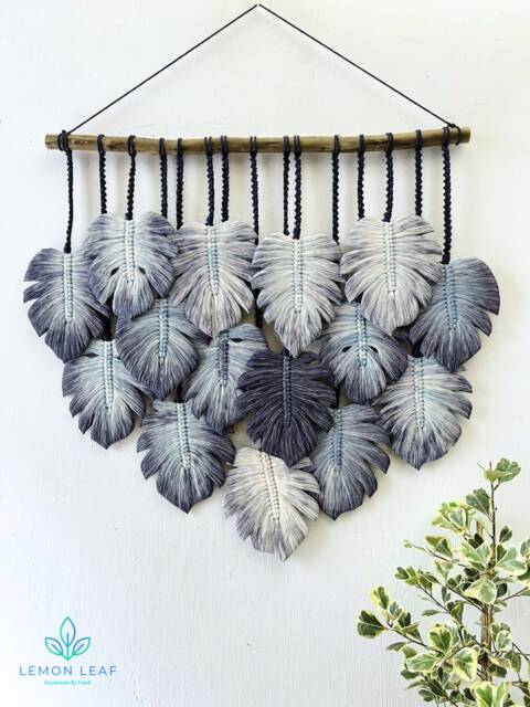 Monstera Leaf Wall Hanging Macrame, Large Macrame Art, Tapestries ...