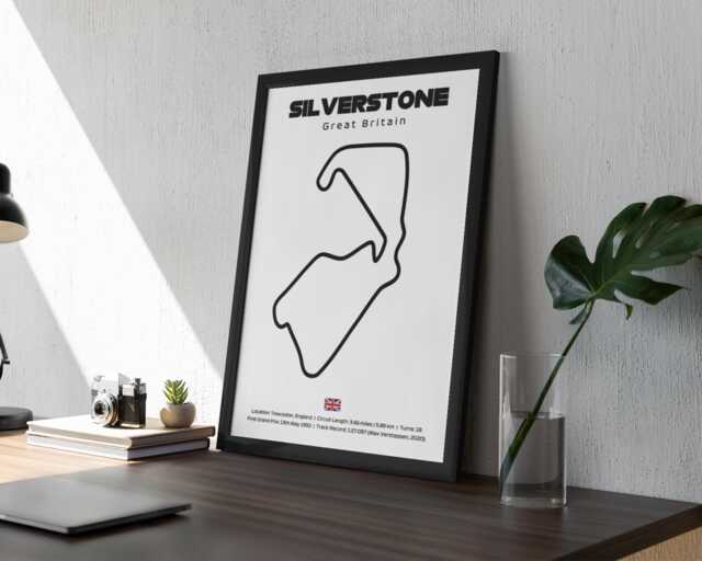 Silverstone F1 Track Layout Circuit Minimalist Prints & Frames ...