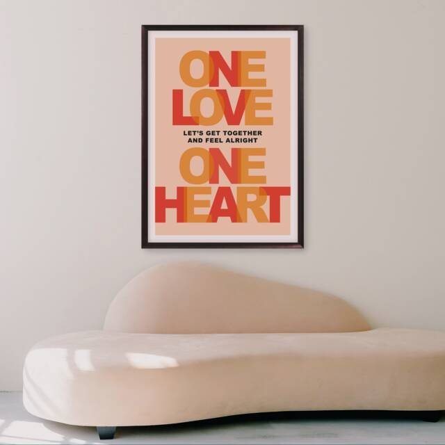 One Love, Unframed Song Lyric Inspired Print, Reggae, Wall Decor, Art ...