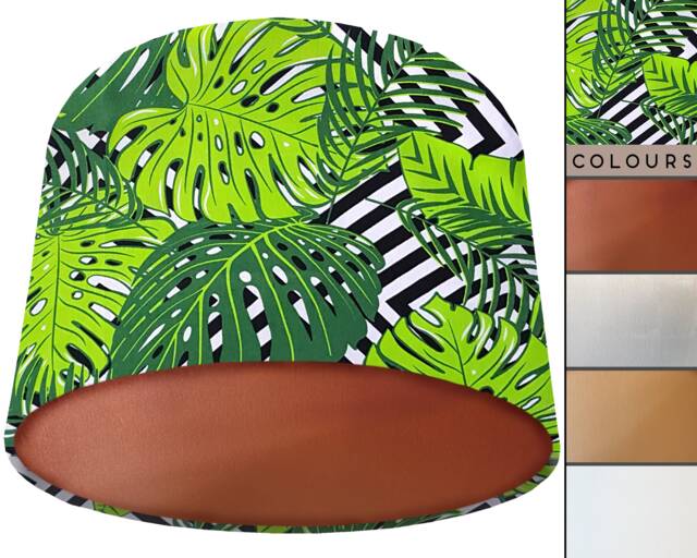 Jungle Leaf Lampshade, Tropical Monstera Print, Ceiling Light Shade, Geometric Green Print ...