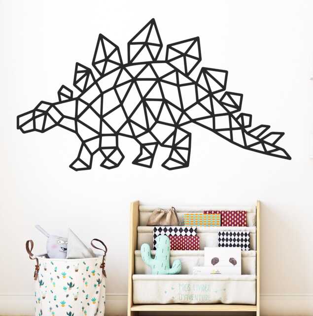 Geometric Style Dinosaur Wall Sticker - Stegosaurus Animal Dino Kids ...