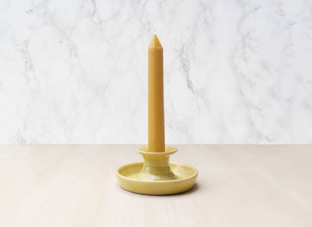 Yellow Ceramic Candlestick Holder - Taper Farmhouse Table - Candle ...