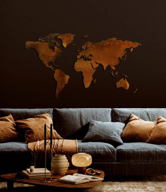 Metal Map Wall Art. Industrial Decor. Art Housewarming Gift. Corten ...