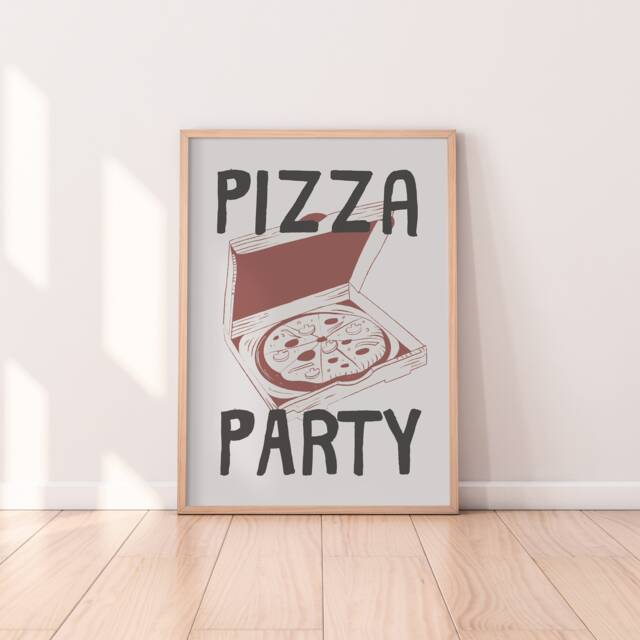 Pizza Party Print - Retro Kitchen Print, Food Art, Decor, Italy Art Fun ...