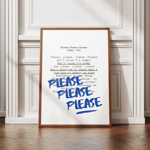 Please Please - Script Poster Lyric-Inspired Wall Art, Music Poster ...