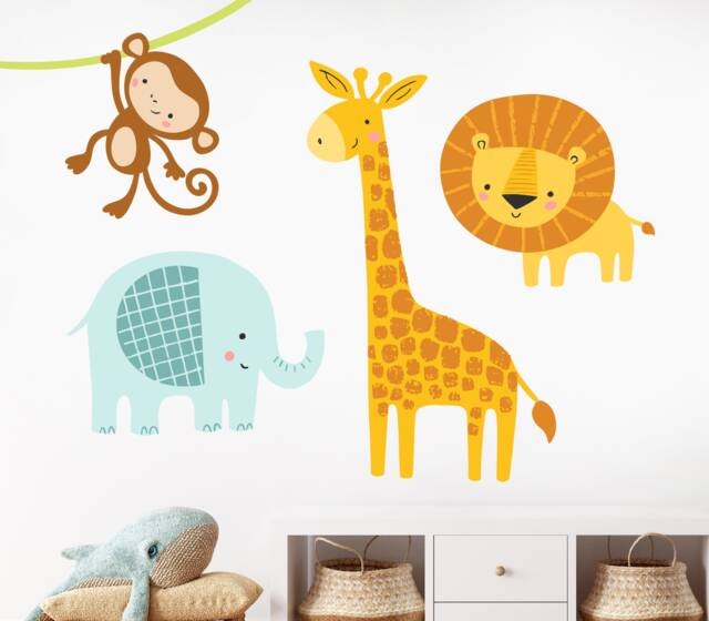 Jungle Animals Wall Decals For Nursery - Stickers Wall- Safari Big ...