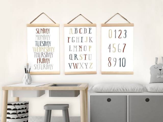 Alphabet Wall Decor For Kids Playroom, Days Of Week Poster Nursery, Set ...