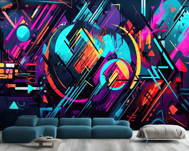 Colorful Graffiti Paint Splatter Fragments Ai Gift Art Print Photomural ...