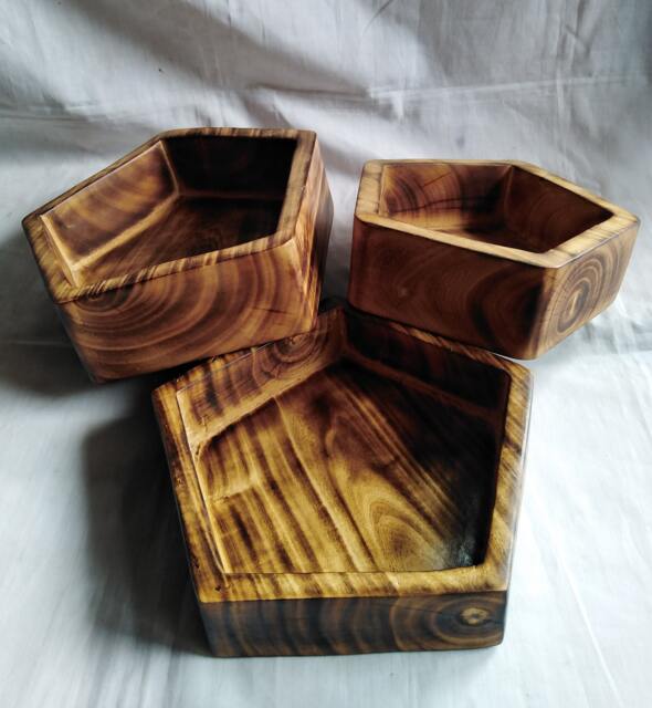 New Bowls Alert Wholesale. Gorgeous Handmade Wooden Pentagon Dough Set ...