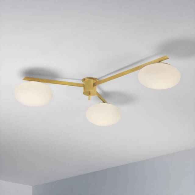 Semi Flush Mount Ceiling Light, Midcentury Geometric Lighting, Sputnik ...