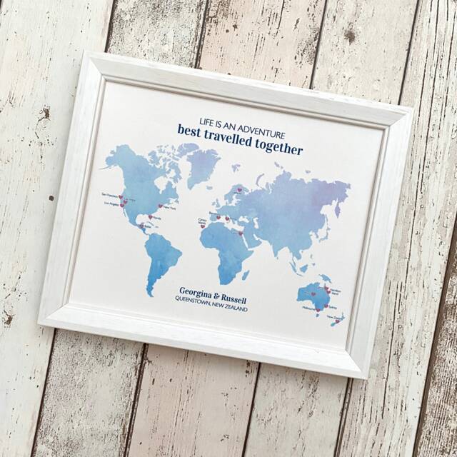 12 Year Silk Anniversary Gift For Husband, Our Adventures World Map ...