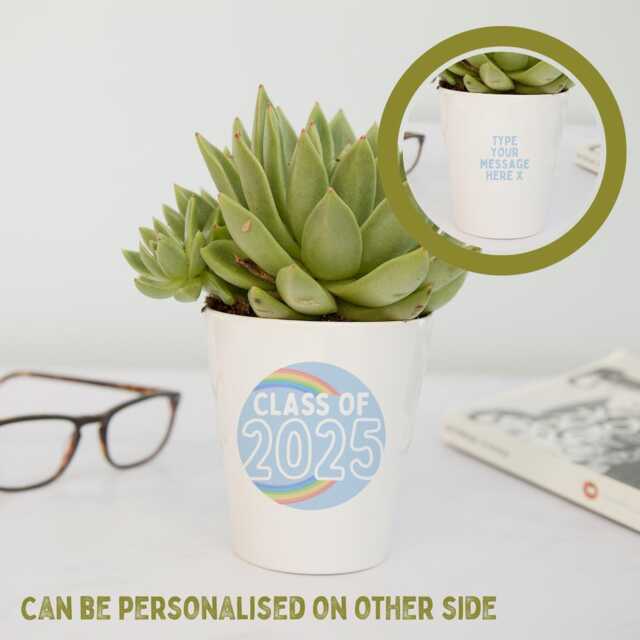 Class Of 2025 Plant Pot, Can Be Personalised On Back. Rainbow Flower ...