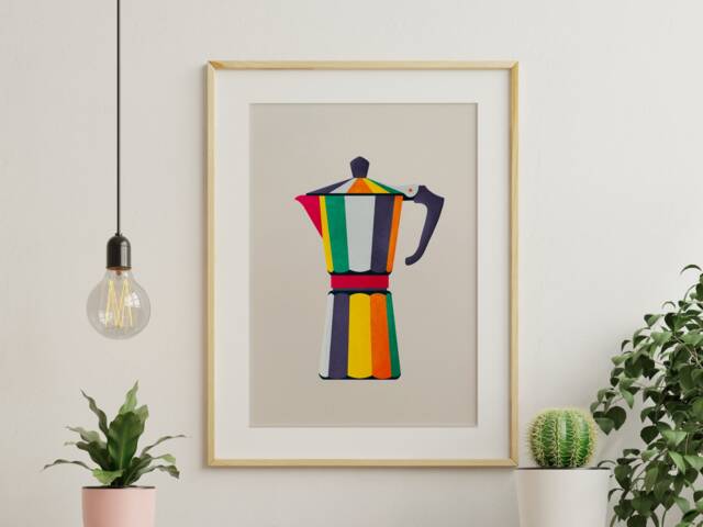Moka Pot Colourful Print - Coffee Maker Prints by Etsy | ufurnish.com