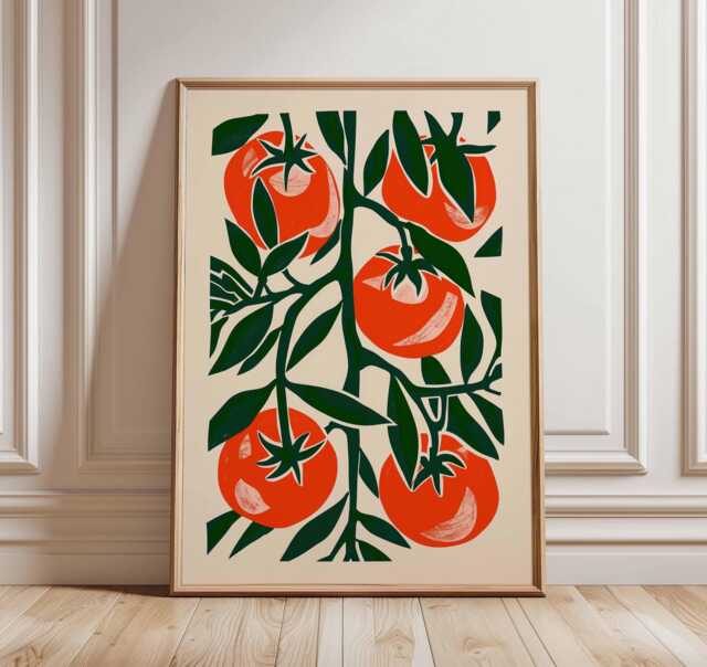 Tomato Kitchen Poster, Modern Vegetable Wall Art, Scandinavian Plant ...