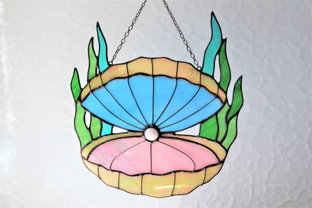 Seashell Suncatcher Shell, Scallop Stain Glass Decor Home House Window ...
