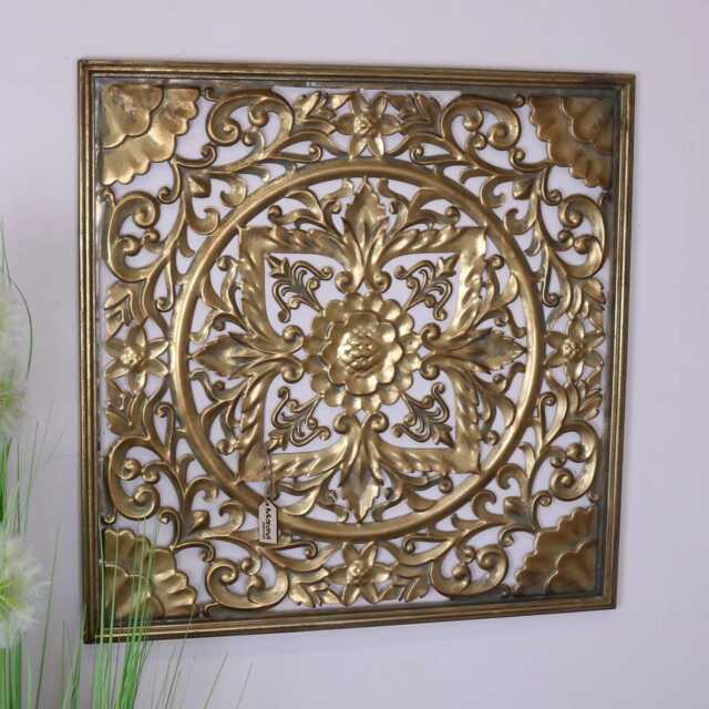 Talwara Square Filigree Gold Wall Art Metal by Etsy | ufurnish.com