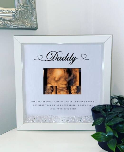 Personalised 3D Deep Box Photo Frame Gift Pregnancy Due Diamonds Inside ...