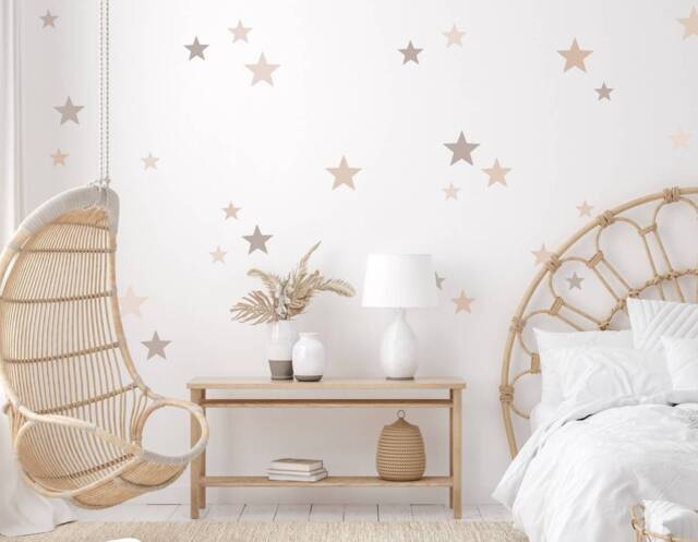 Neutral Beige Boho Star Wall Sticker Decals - Nursery Stickers ...
