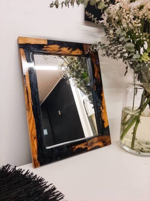 Custom Made Resin & Wood Mirror, Handcrafted Unique Custom-Made Wall ...