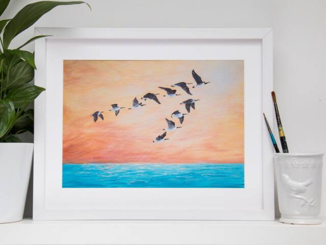 Together We Fly - Gicle?? Print Acrylic Painting Sunset Seascape Flying ...