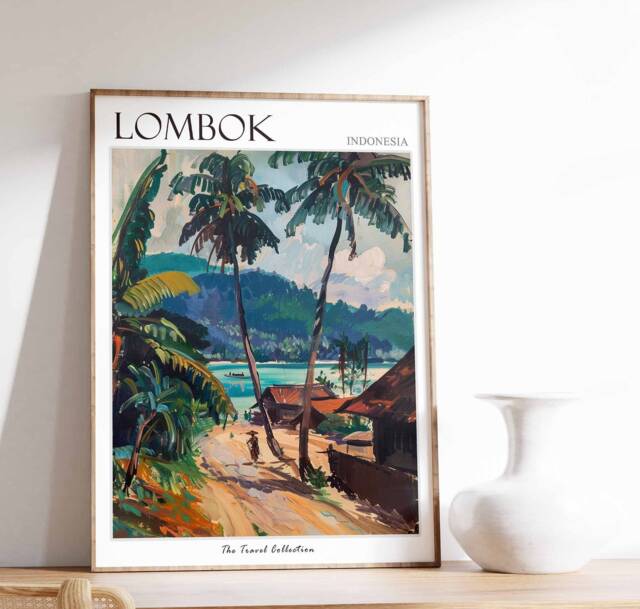 Lombok Poster, Indonesia Travel Print, Indonesian Decor, Asia Asian ...