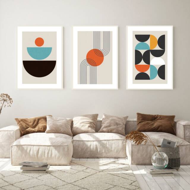 Boho Style Set Of 3 Prints, Colourful Modern Scandinavian Poster Set, 3 ...