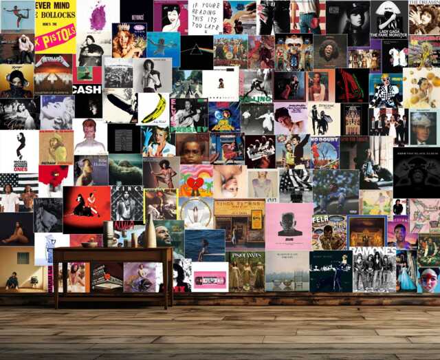 Music Albums Collage Posters Photomural Wallpaper Peel & Stick Washable ...