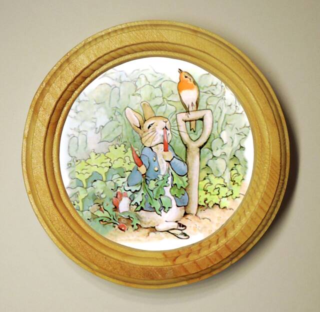 Beatrix Potter Peter Rabbit Art Print Illustration, Handmade Pine Round ...
