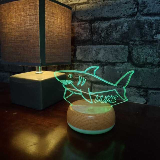 Personalised Shark Led Lamp, Night Light, Ocean Theme Gift, Livingroom ...