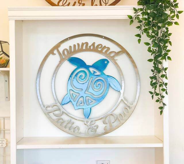 Personalized Turtle Door Hanger Metal Wall Art - Any Color Powder Coat ...