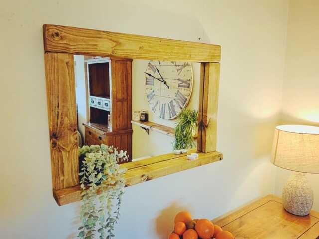Rustic Wooden Mirror With Shelf Handmade English Oak Wax Finish by Etsy ...