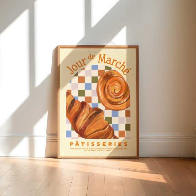 French Pastries Art Print, Kitchen Art Print, Food Minimalist Art ...