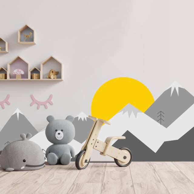 Mountain Wall Decal - Mountains Vinyl Sticker Decor For Nursery Baby ...