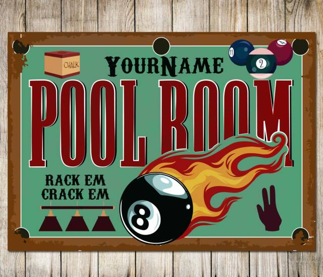 Personalised Pool Room Sign Billiards Wall Decor Hall Custom Metal ...