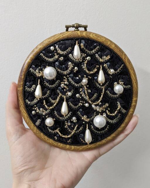 Le Fabularium Black & Gold Mermaid Scale Embroidery Wall Decoration by ...