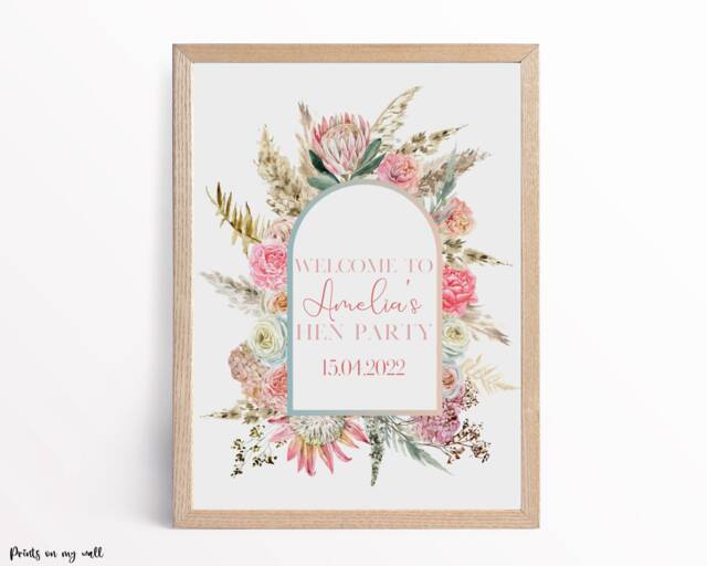 Hen Party Sign, Floral Decor, Personalised Print, Printed & Shipped ...