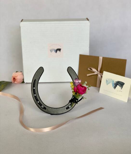 Lucky Horseshoe ~ Black Shoe With Spring Floral Design by Etsy ...