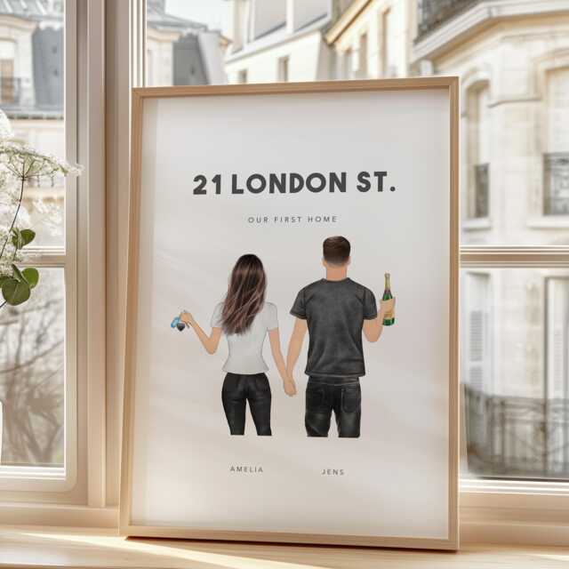 Our First Home Personalised Couples Picture/New Gift Family Portrait ...