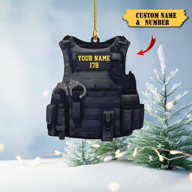 Personalized American Police Or Sheriff With Name & Number Christmas ...