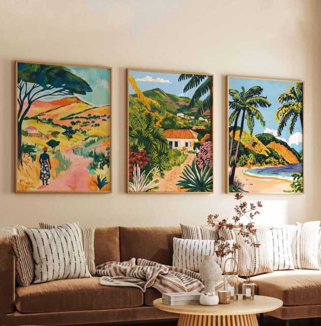 Set Of 3 Zimbabwe Posters, African Travel Prints, Wall Art Set ...
