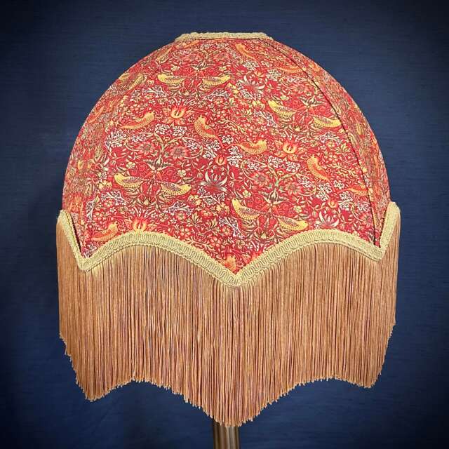 William Morris Strawberry Thief Crimson Red & Gold Parachute Dome ...