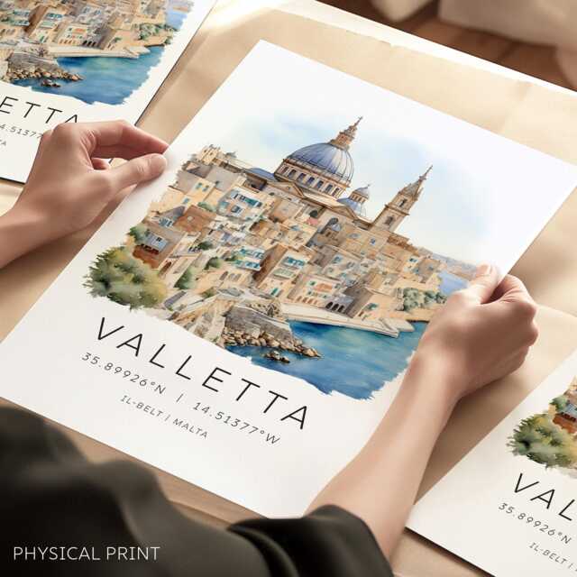 Malta Travel Poster, Valletta City Print, Wall Art, Illustrated Map ...
