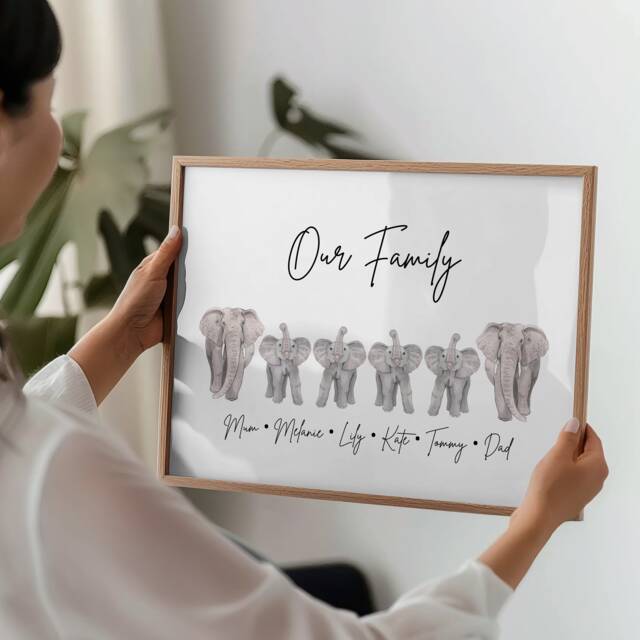 Personalised Elephant Family Print, Sign, Gift, Home Decor Gifts, Wall ...